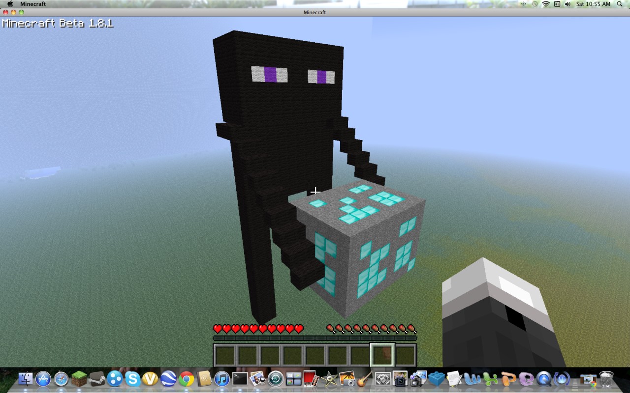 Giant 3D Enderman Holding Diamond Ore Minecraft Map